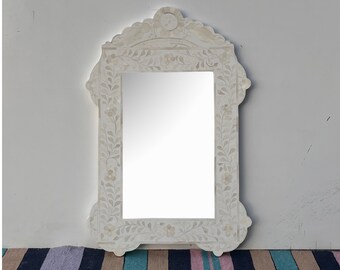 Wood Bone Inlay Mirror Frame Round Bone Inlay Mirror Frame Home Decor ...