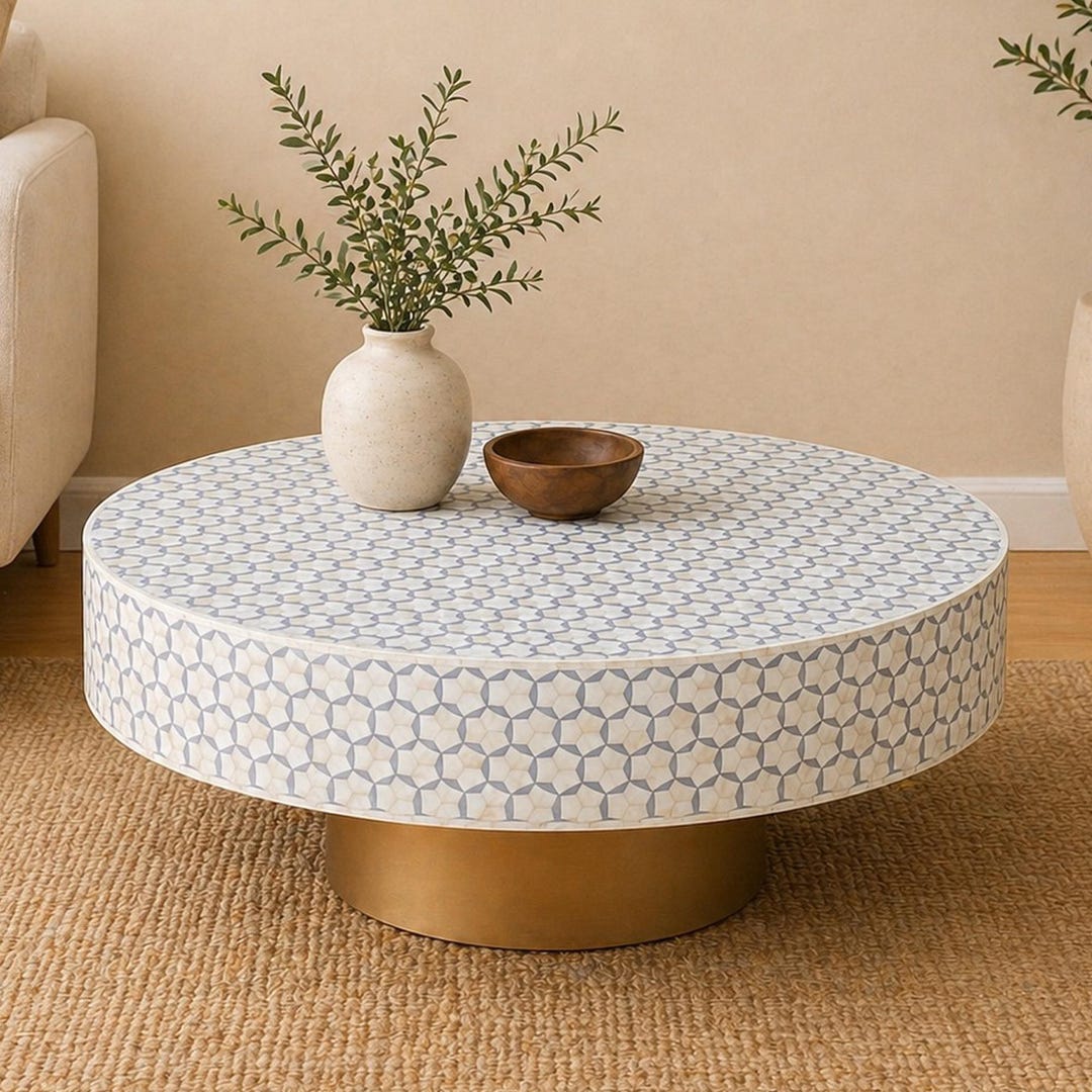 Handmade Bone Inlay Modern Pattern Coffee Table - Etsy