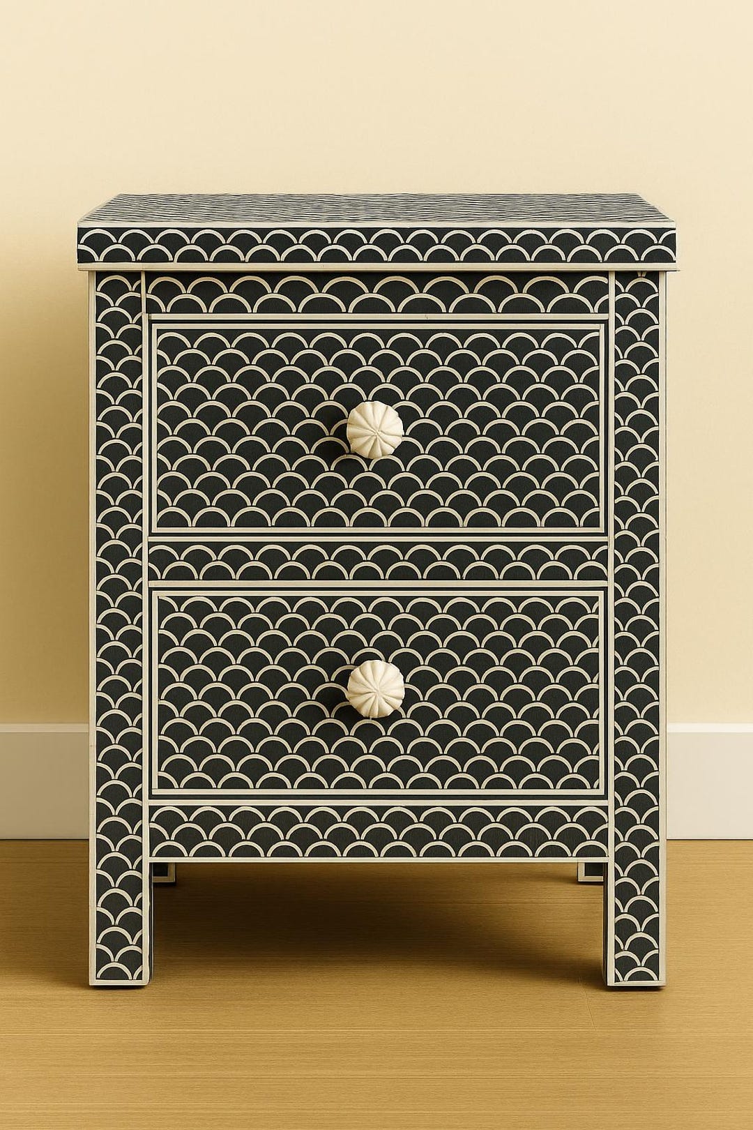 Handmade Bone Inlay Fish Scale Pattern Bedside - Etsy