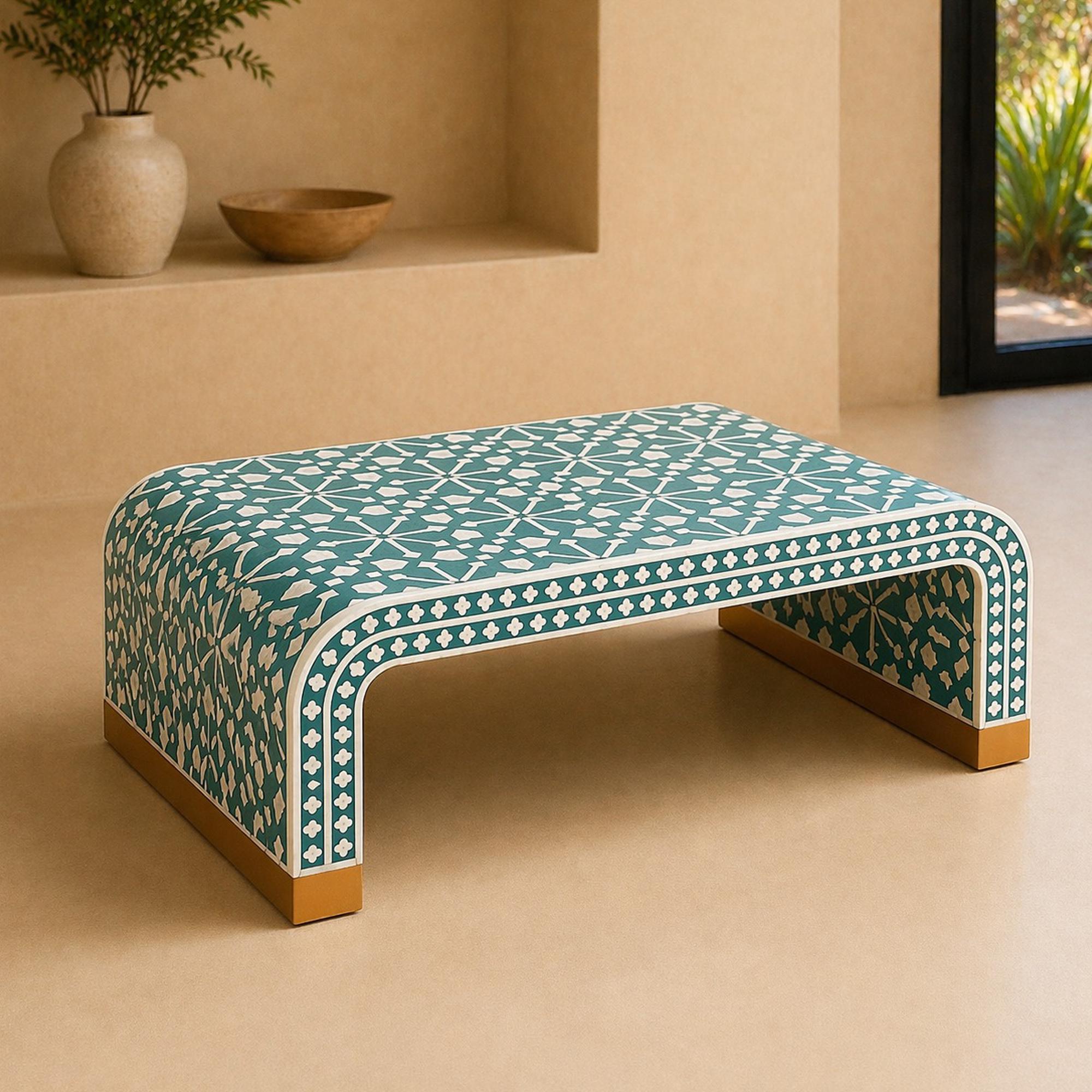 Handmade Wooden Bone Inlay Coffee Table - Etsy
