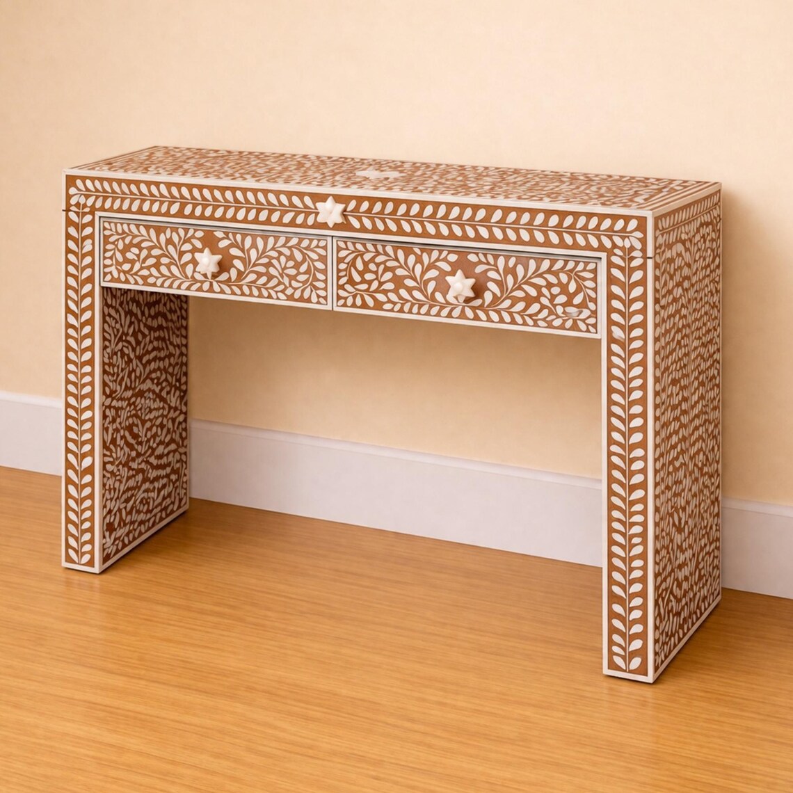 Handmade Bone Inlay Console Table - Etsy