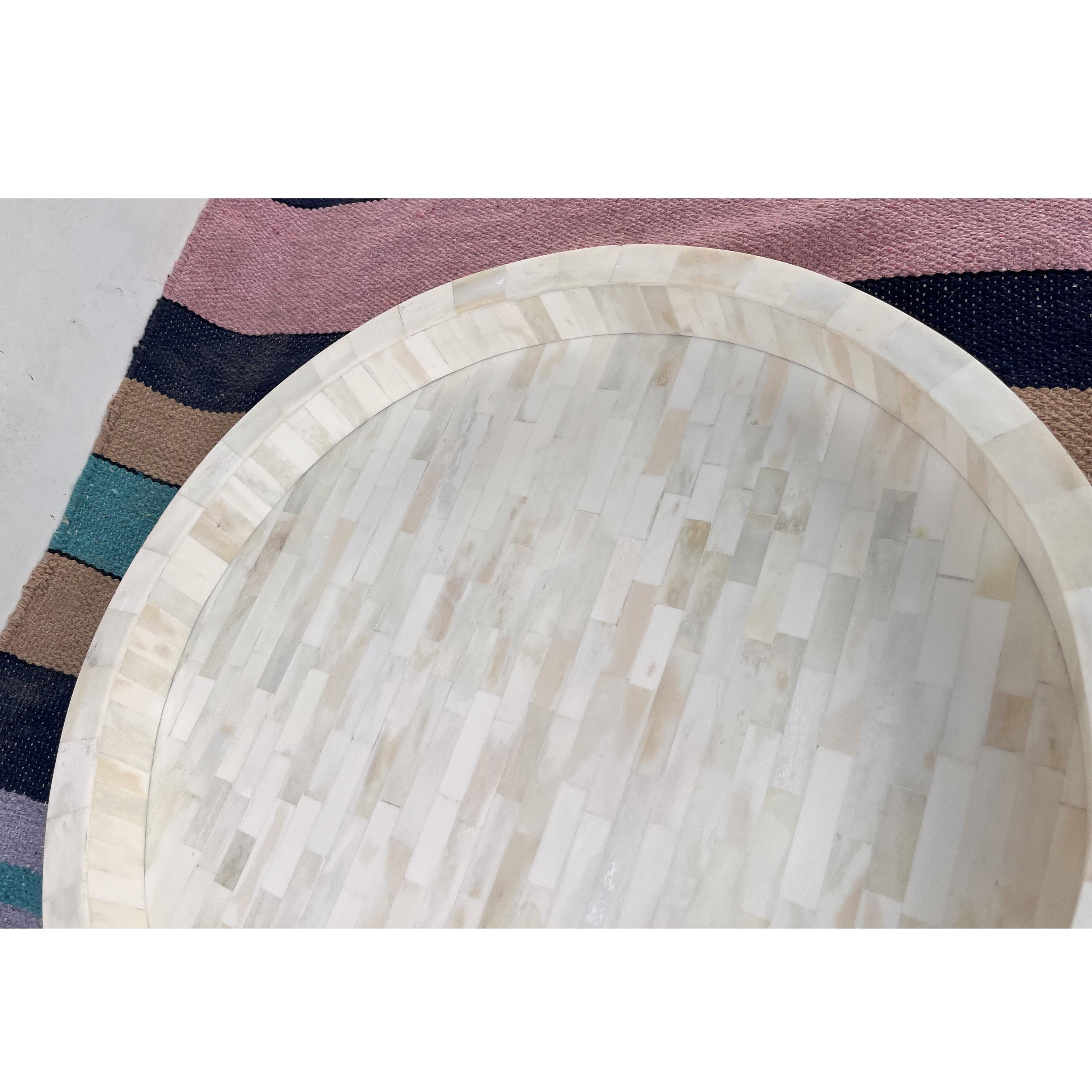 Handmade Wooden Bone Inlay Round Tray - Etsy