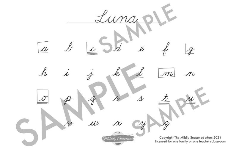 Cursive Letter Recordkeeping Montessori Sandpaper Letters Tracker ...