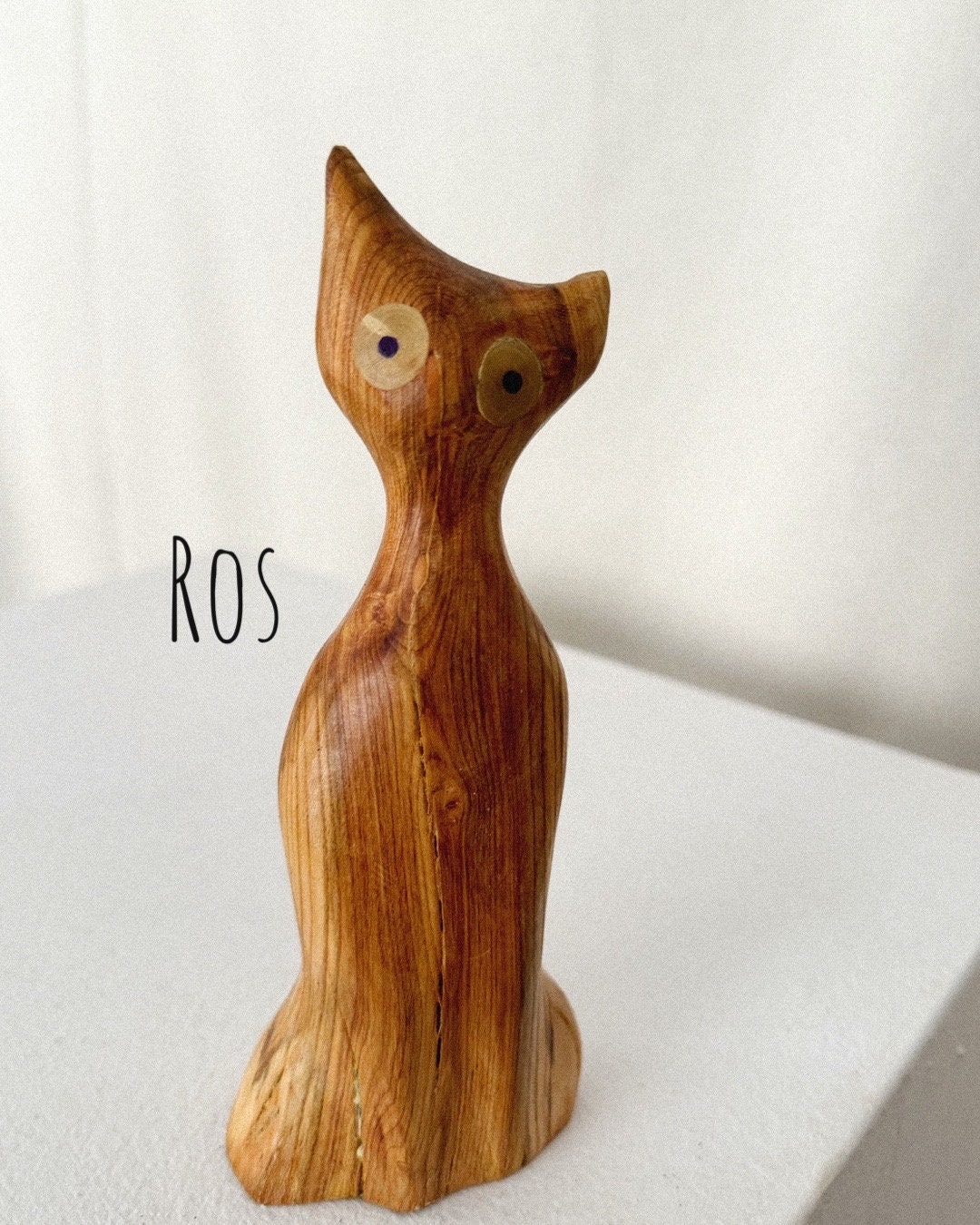 Wood Cat Sculpture, Animal Statue, Wood Carving, Handcrafted, Unique ...