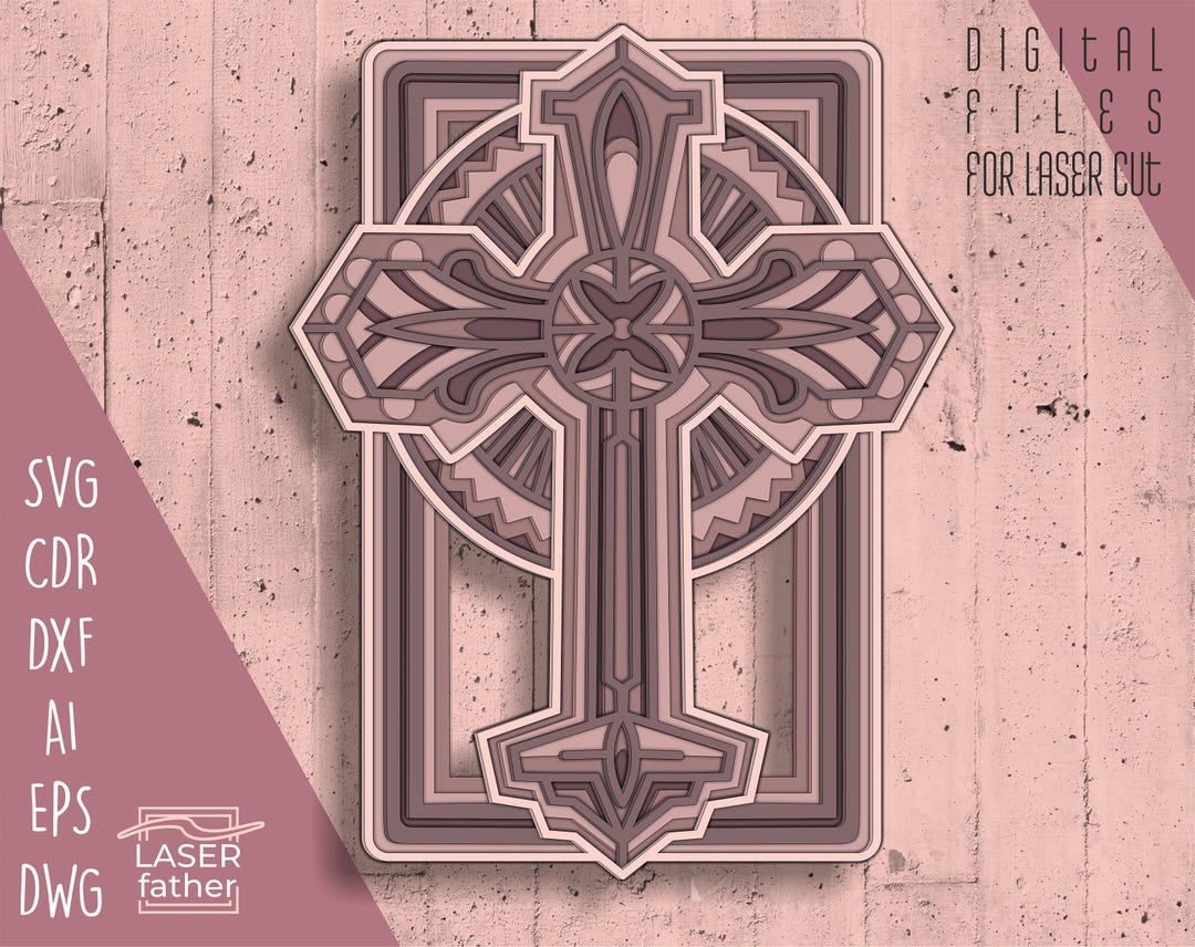 Layered Cross SVG, Christian Designs, 3D Laser Cut Files, Digital ...