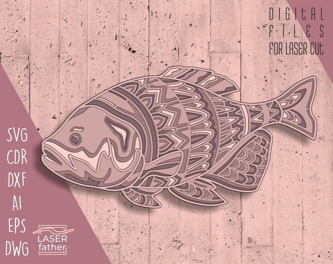 Fish Layered SVG, Animal Mandala SVG, Sea Creature SVG, Glowforge Files ...