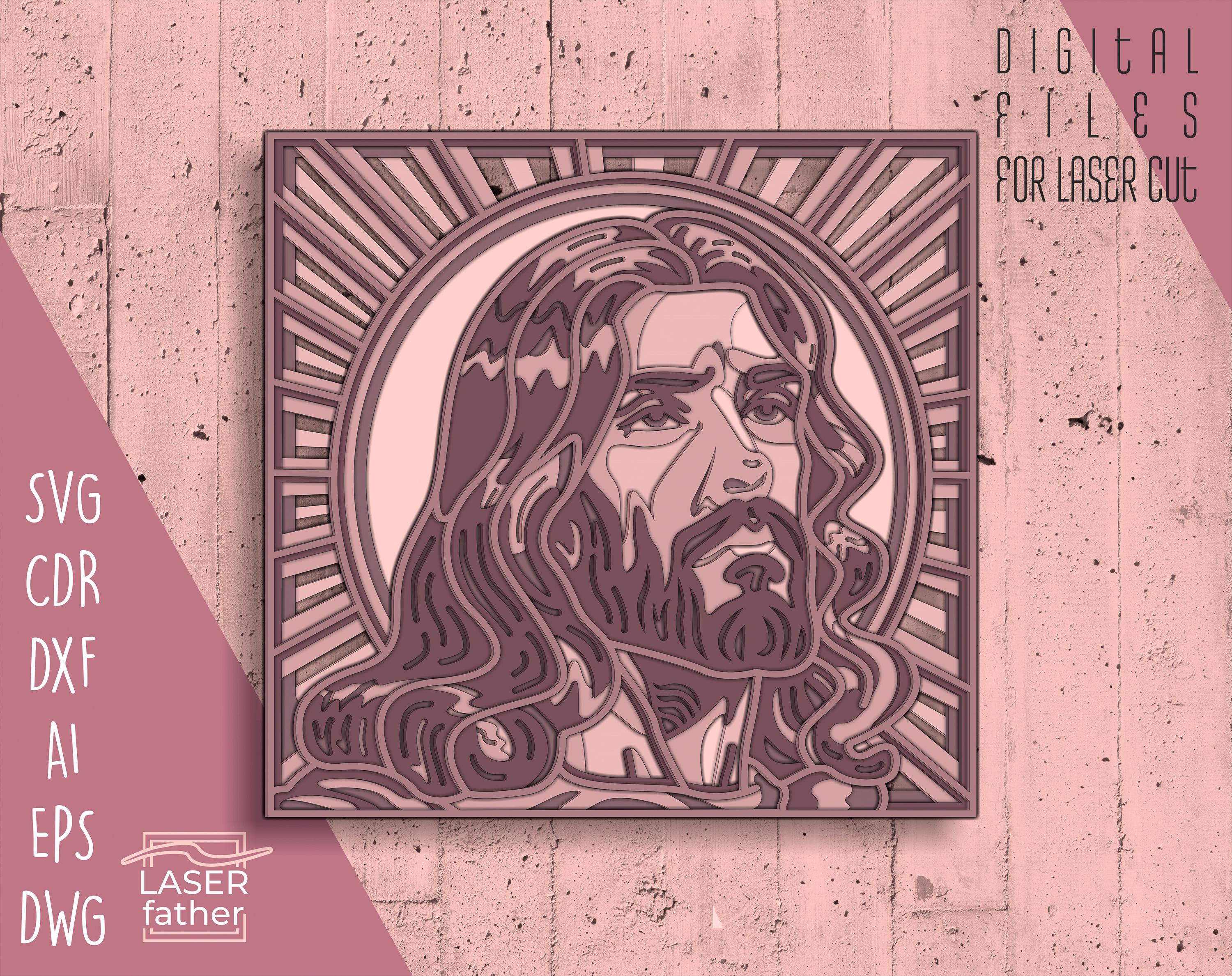 Jesus Face SVG, Christian Laser Cut File, Religious Designs, 3D Layered ...