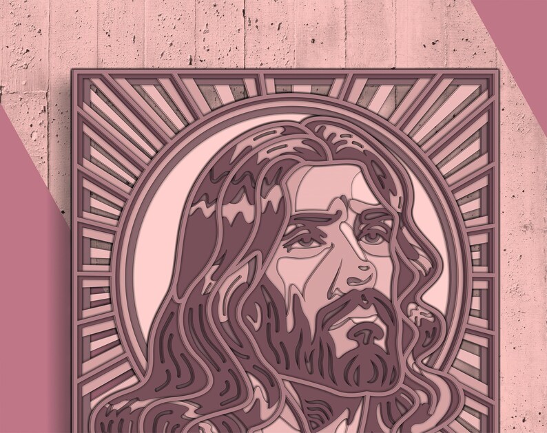 Jesus Face SVG, Christian Laser Cut File, Religious Designs, 3D Layered ...