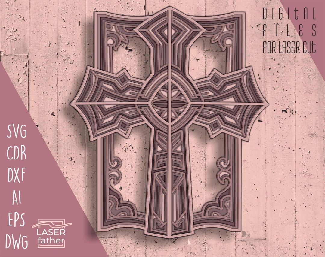 Cross Mandala SVG, Multilayer Wood Art, Cricut Cutout, Christian Laser ...