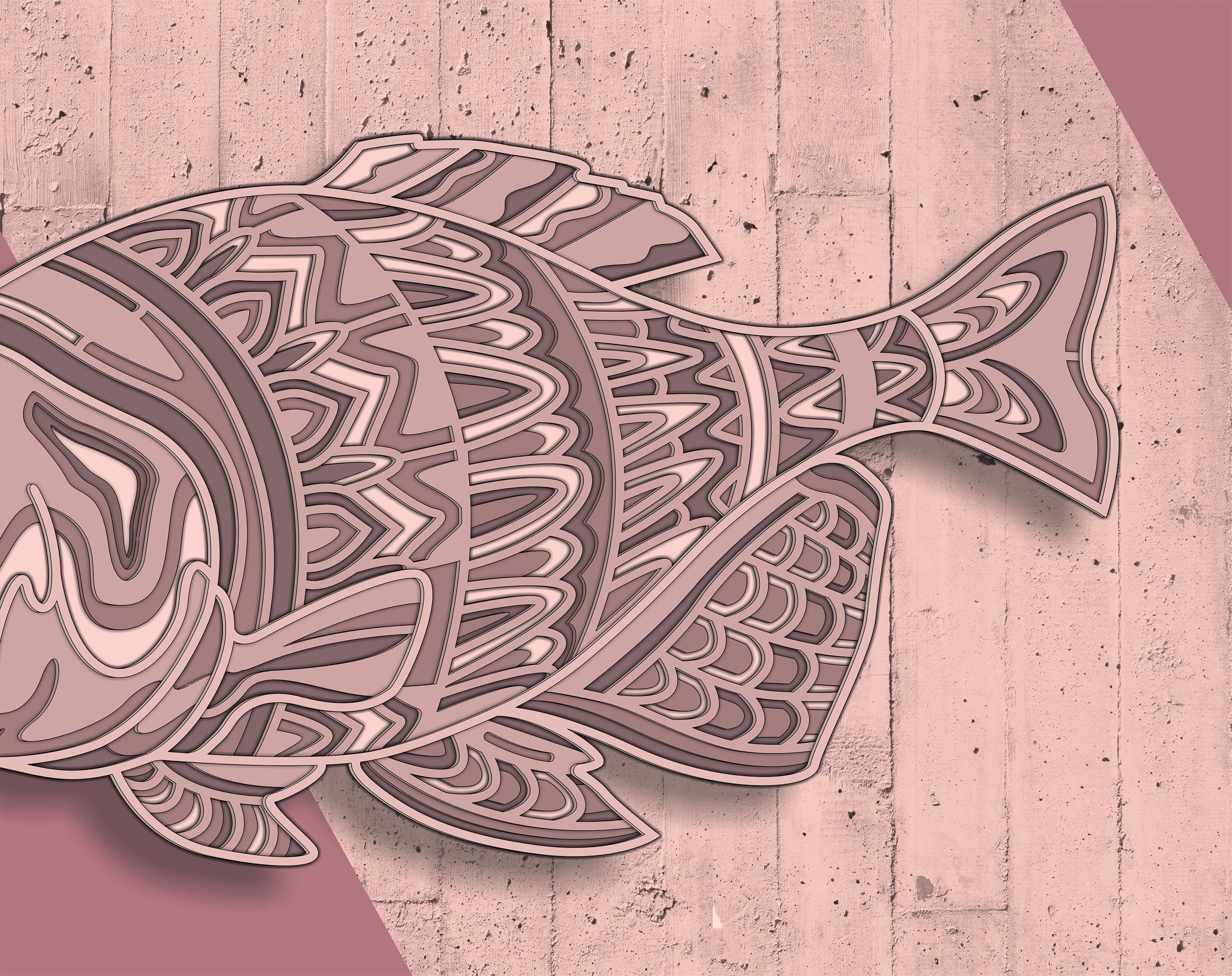 Fish Layered SVG, Animal Mandala SVG, Sea Creature SVG, Glowforge Files ...