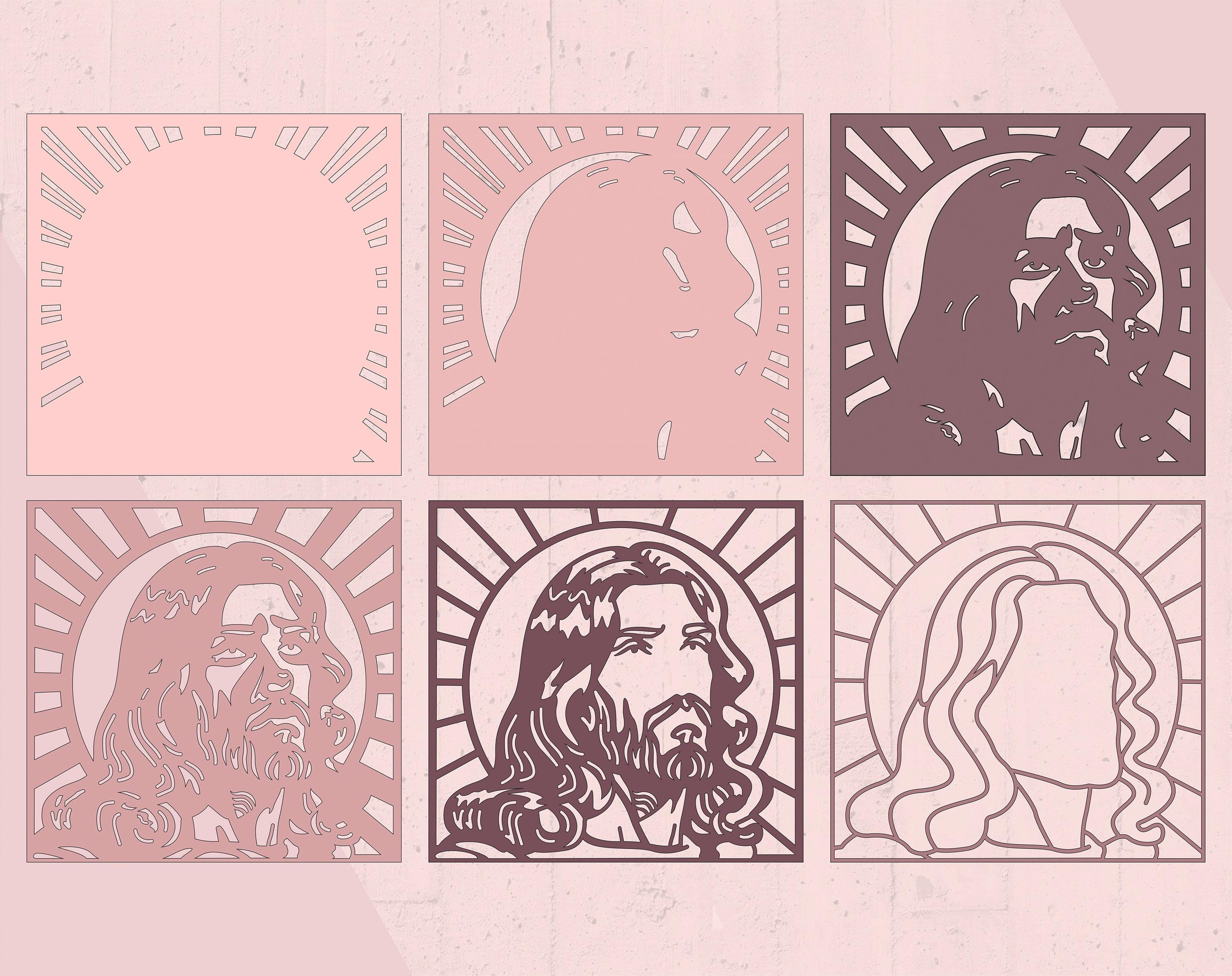 Jesus Face SVG, Christian Laser Cut File, Religious Designs, 3D Layered ...