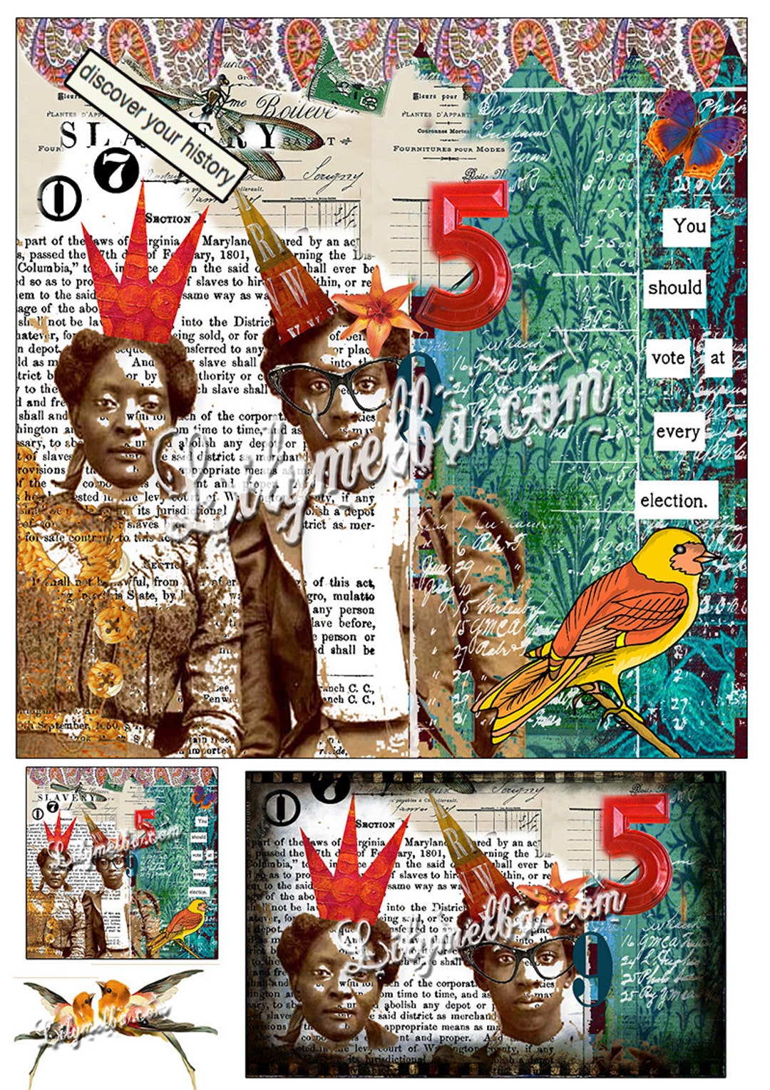 Mixed Media 1... A4 Digital Download Collage Sheet. Instant Digital ...