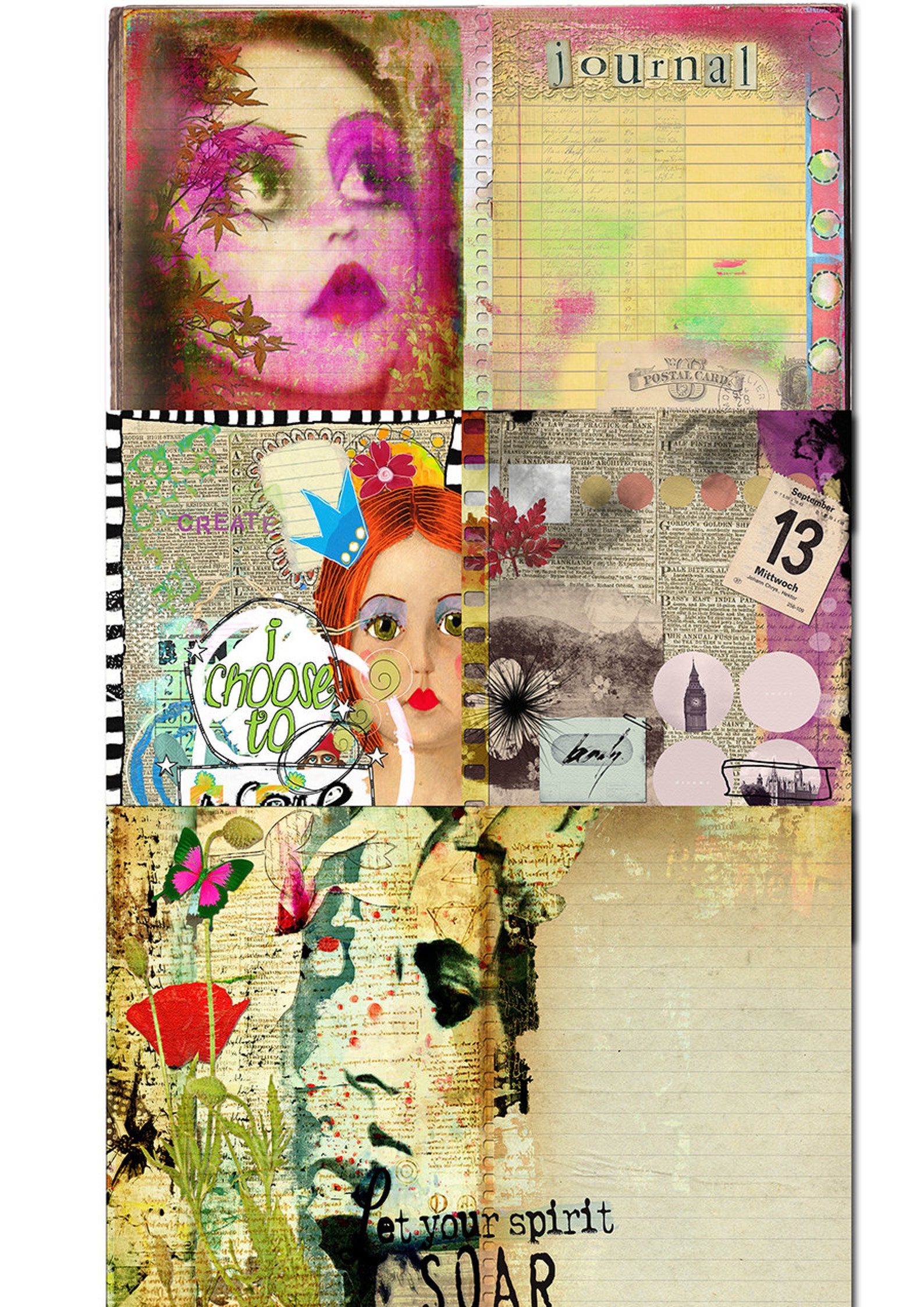 Three A4 Size Digital Journal Pages. Instant Printable Digital Download ...