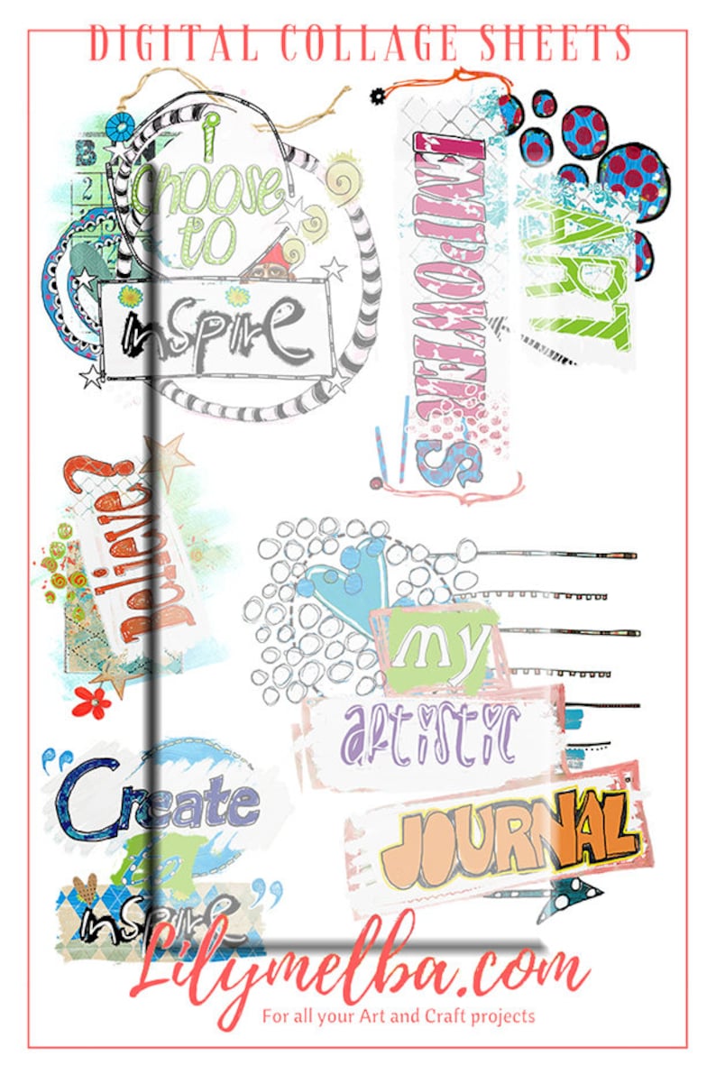 Instant Printable Download Collage Sheet. Quotes and Sayings. Digital ...