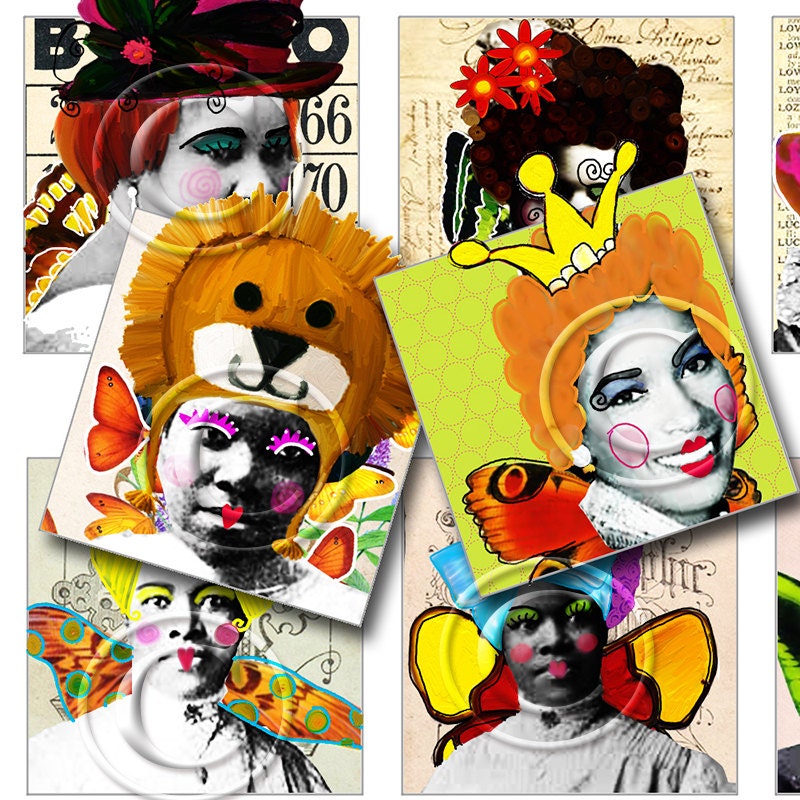 Inchies or Twinchies. Digital Collage Sheet/ Hand Drawn/ Whimsical ...