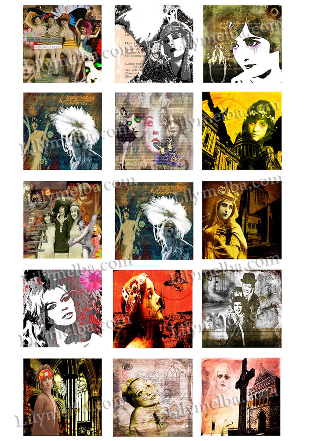 Inchies or Twinchies/ Digital Collage Sheet/mixed Media/ Vintage Women ...