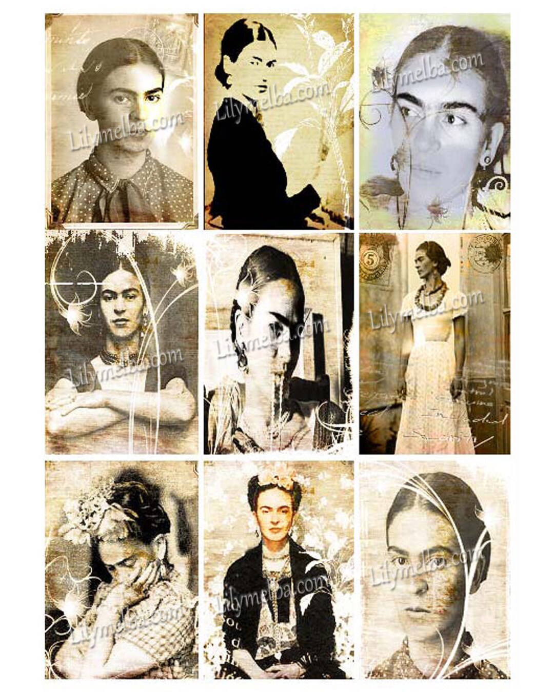 Artist Trading Card /frida Khalo/frida Kahlo..... A4/ Digital Download ...