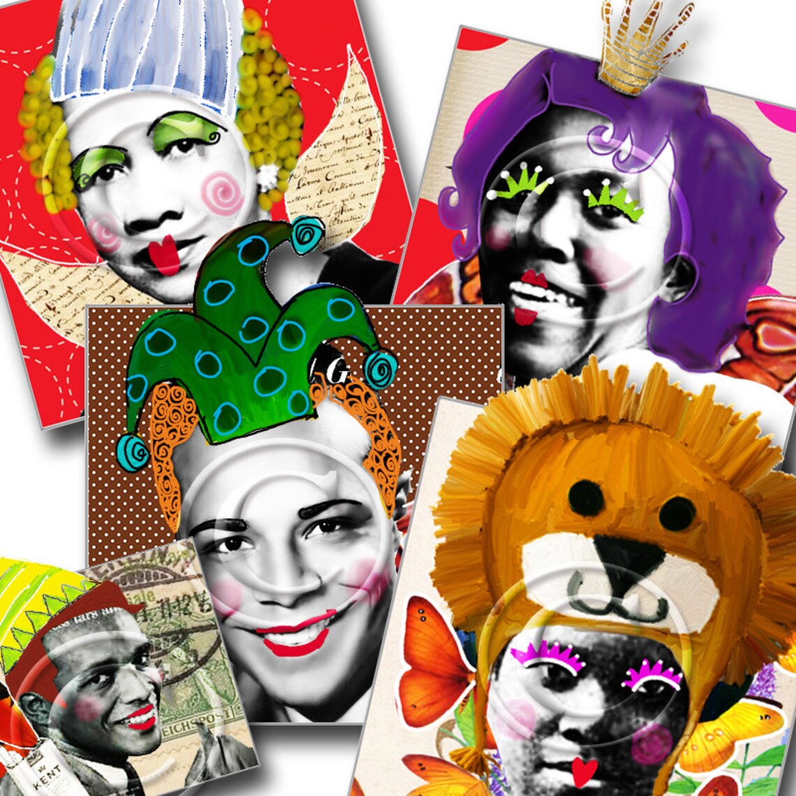 Inchies or Twinchies. Digital Collage Sheet/ Hand Drawn/ Whimsical ...