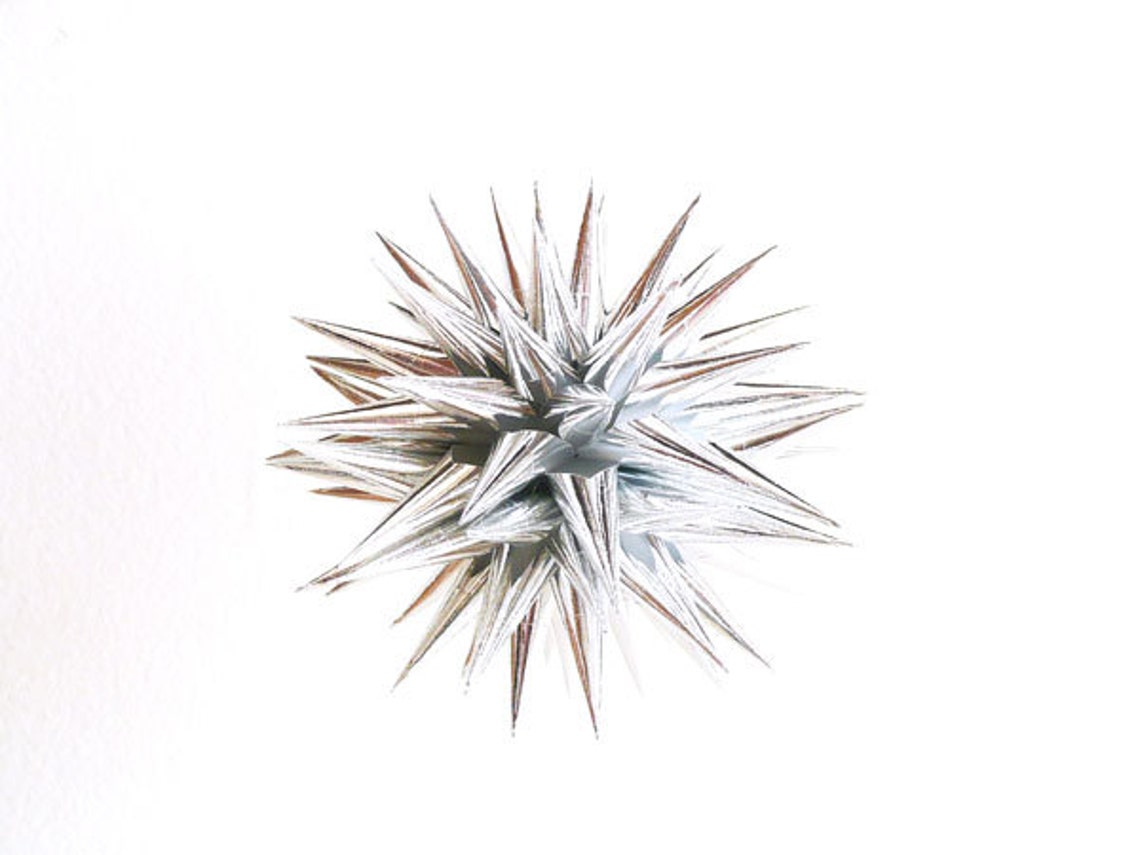 Silver Polish Star Modern Christmas Tree Ornament Paper Holiday ...