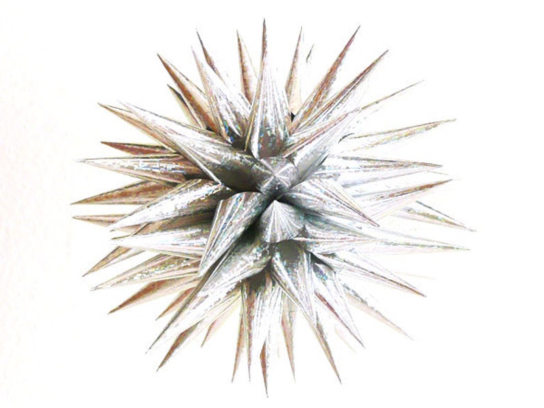 Handmade Iridescent Silver Christmas Ornament Tree Decoration Spiky ...