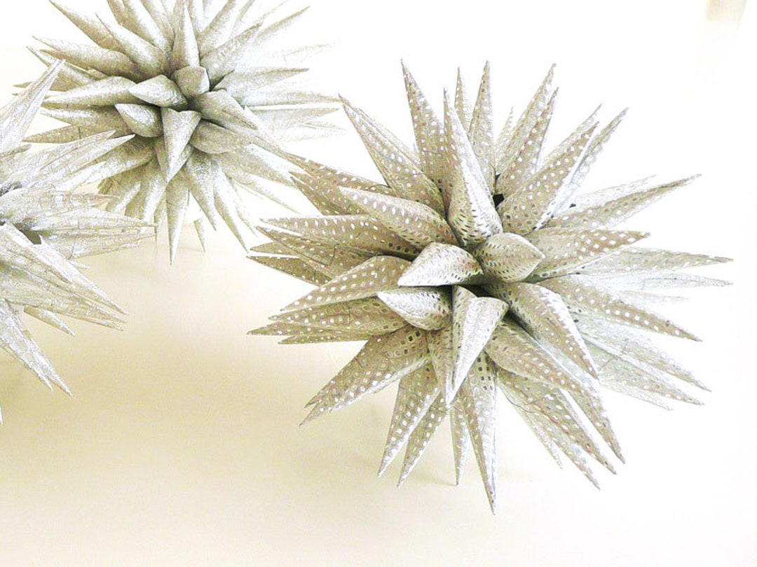 Sparkly Silver Modern Paper Polish Star Christmas Ornament Glam Holiday ...