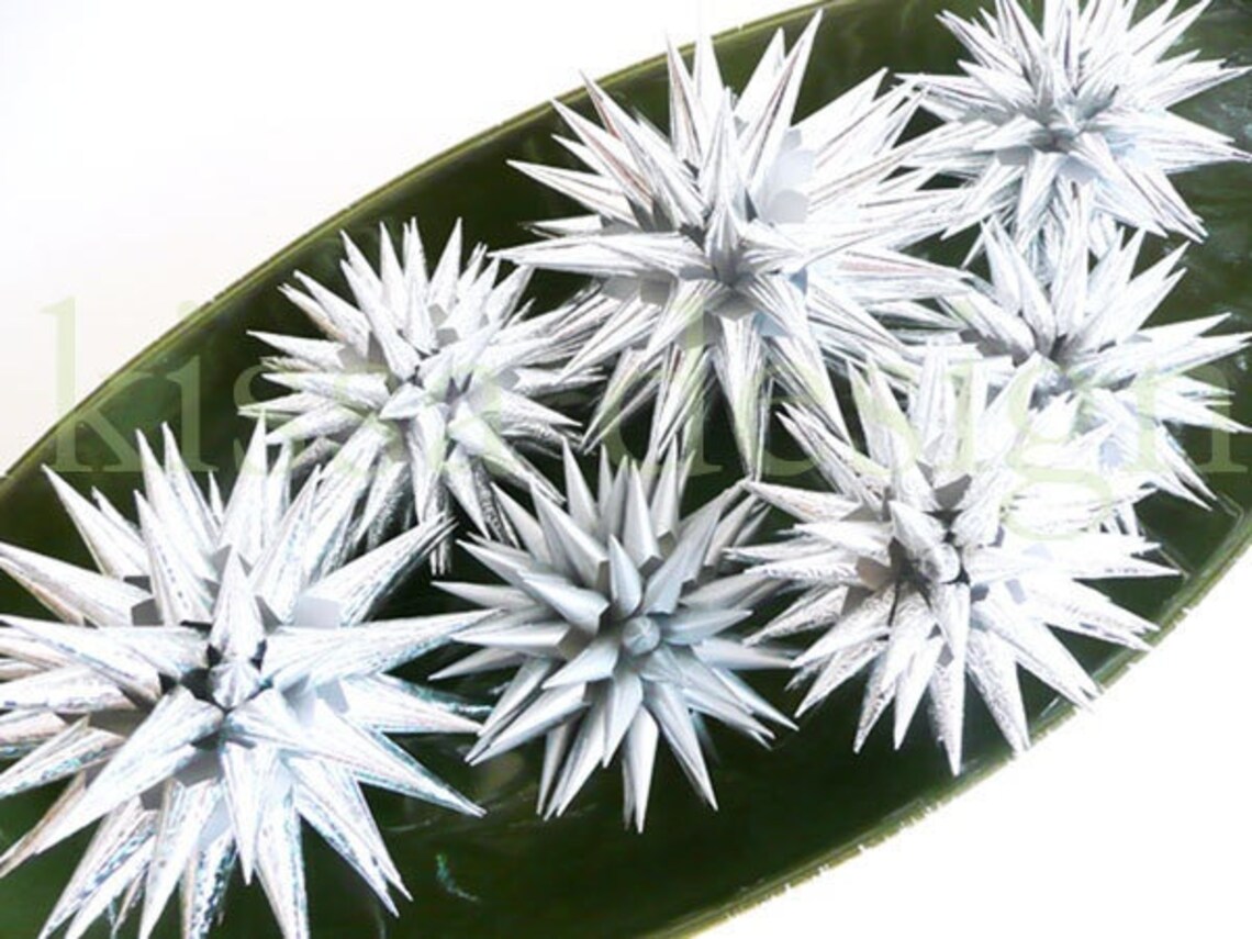 Silver Polish Star Modern Christmas Tree Ornament Paper Holiday ...