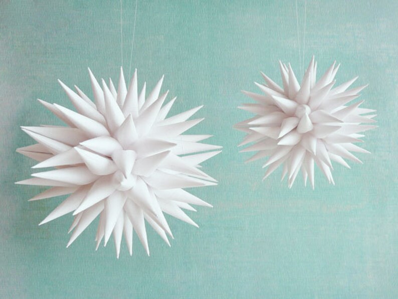 Bright White Modern Christmas Ornament Paper Polish Star | Etsy