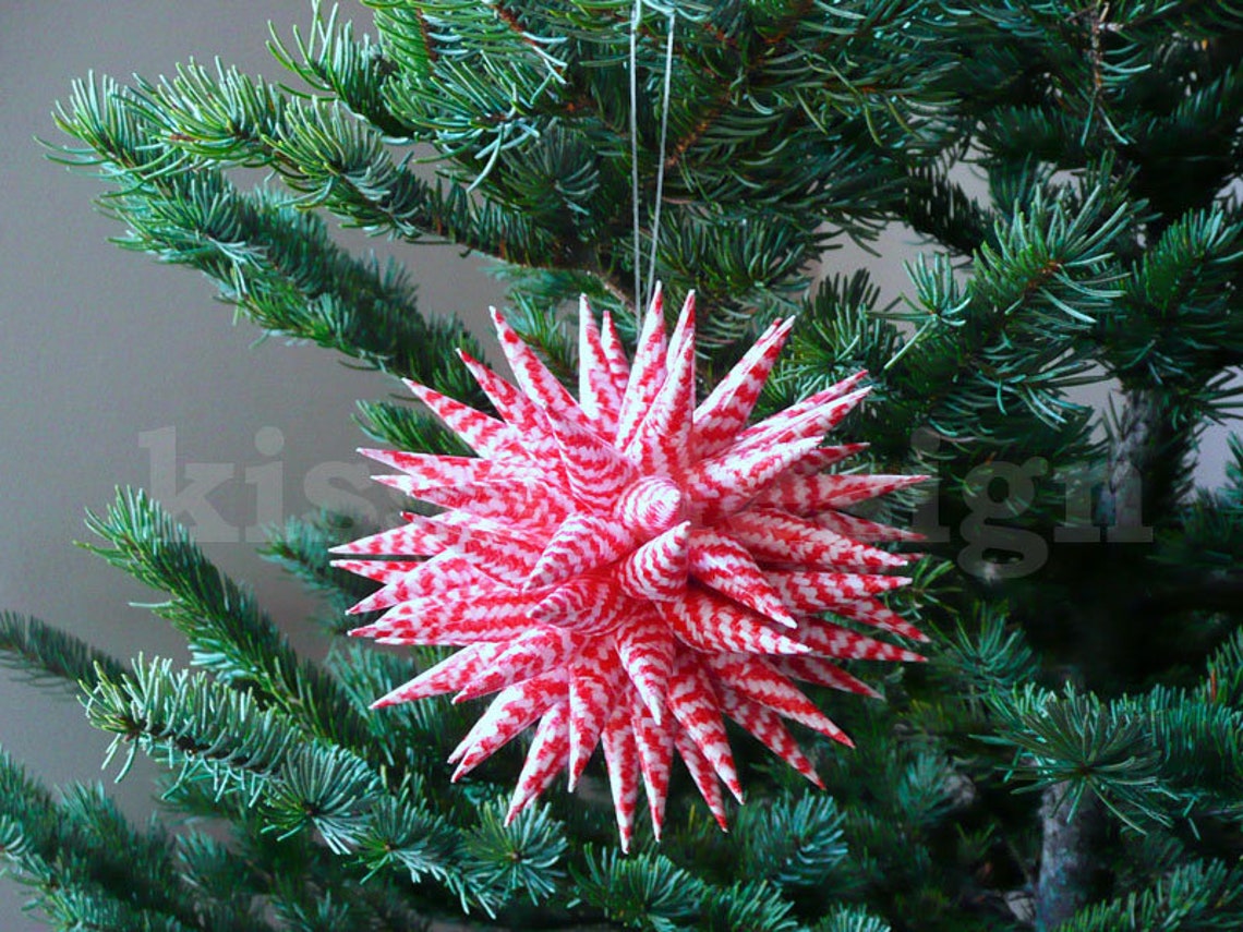 Red and White Christmas Ornament Spiky Paper Star Christmas Tree Ball ...