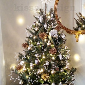 White Christmas Ornament Polish Star Jezyk Rustic Minimalist Pretty ...