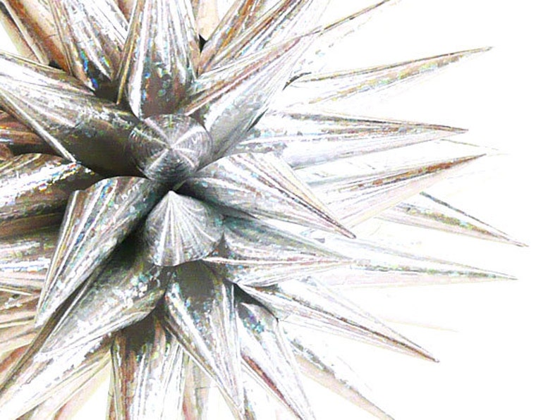 Handmade Iridescent Silver Christmas Ornament Tree Decoration Spiky ...
