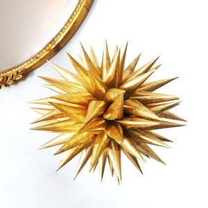 Gold Christmas Tree Topper 3D Paper Star Hanging Decoration Polish Star ...