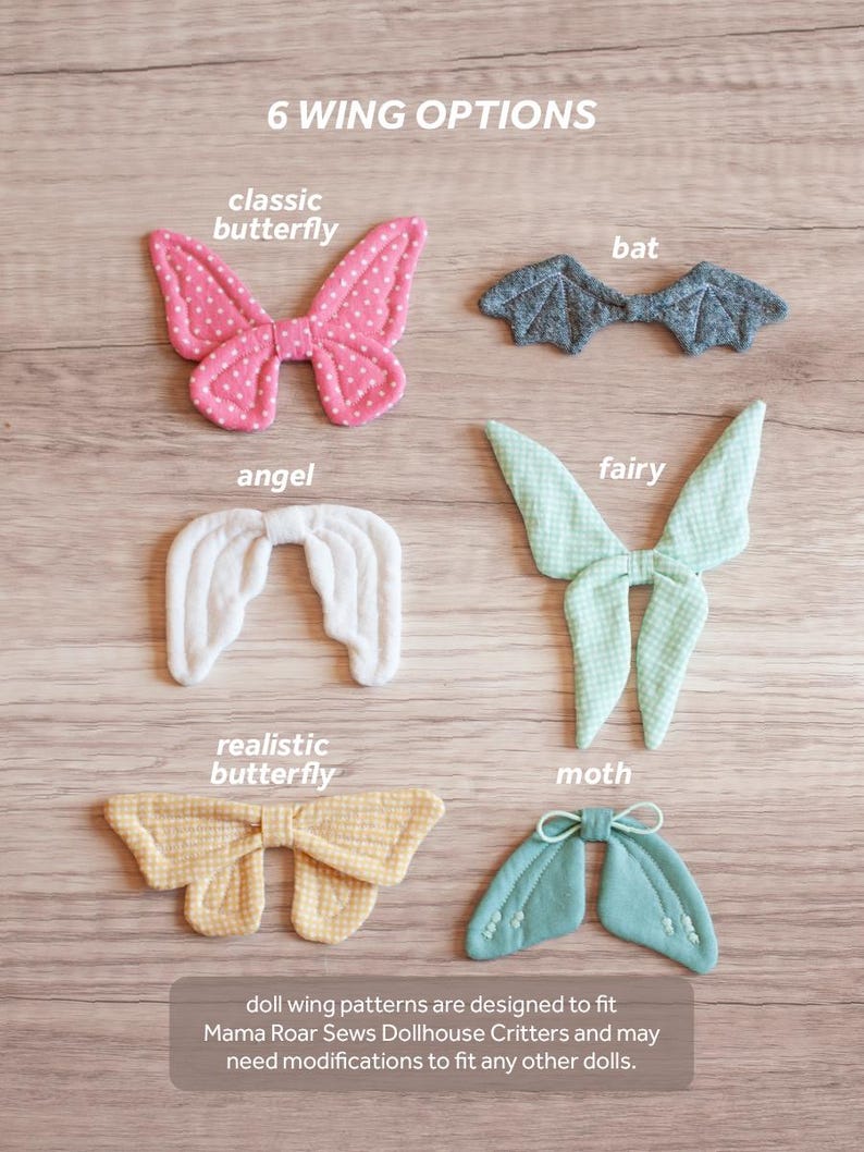 Quilted Doll Wings for Dollhouse Critters PDF Sewing Pattern - Etsy