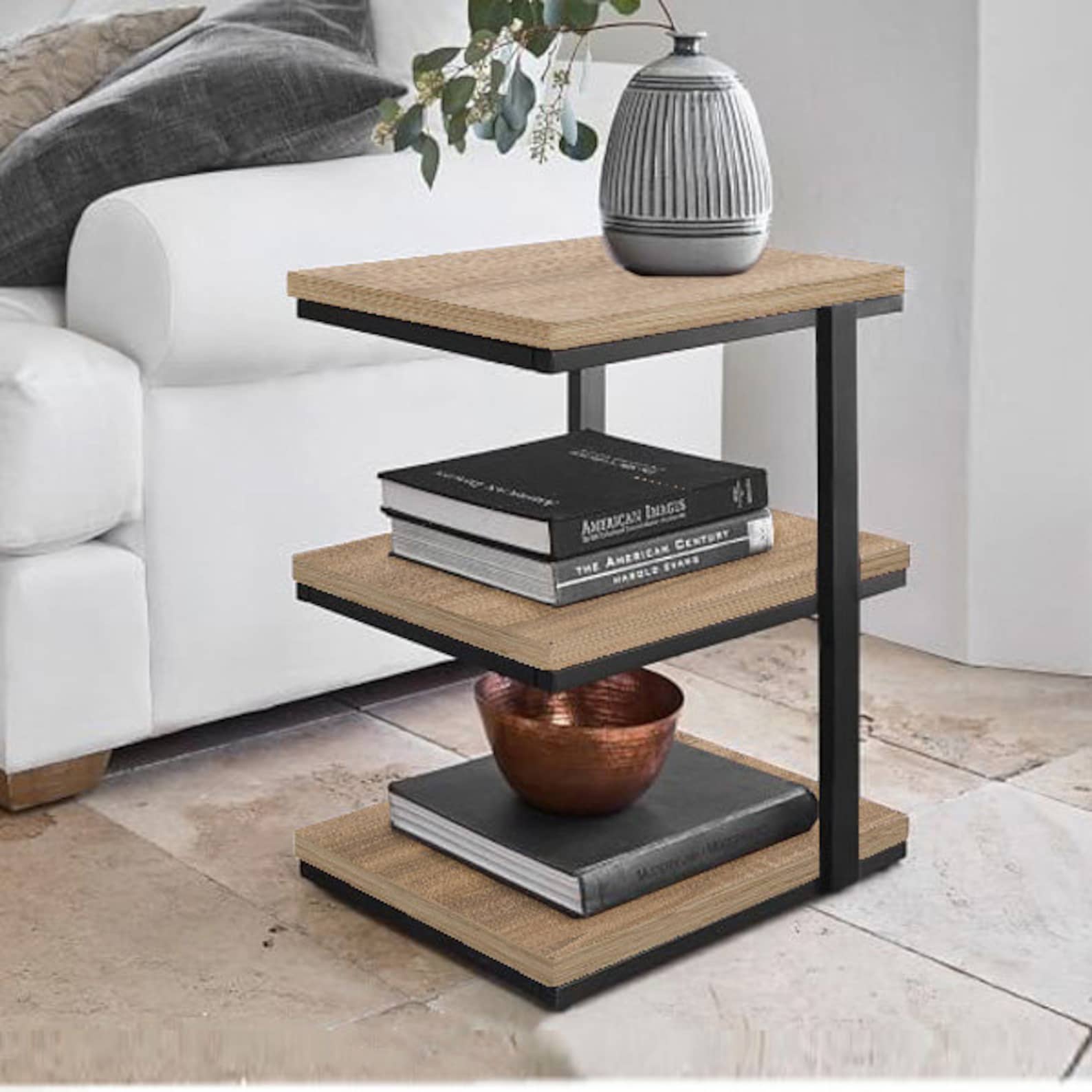Modern 3 Tier End Table With Storage Stylish Home Decor Piece - Etsy