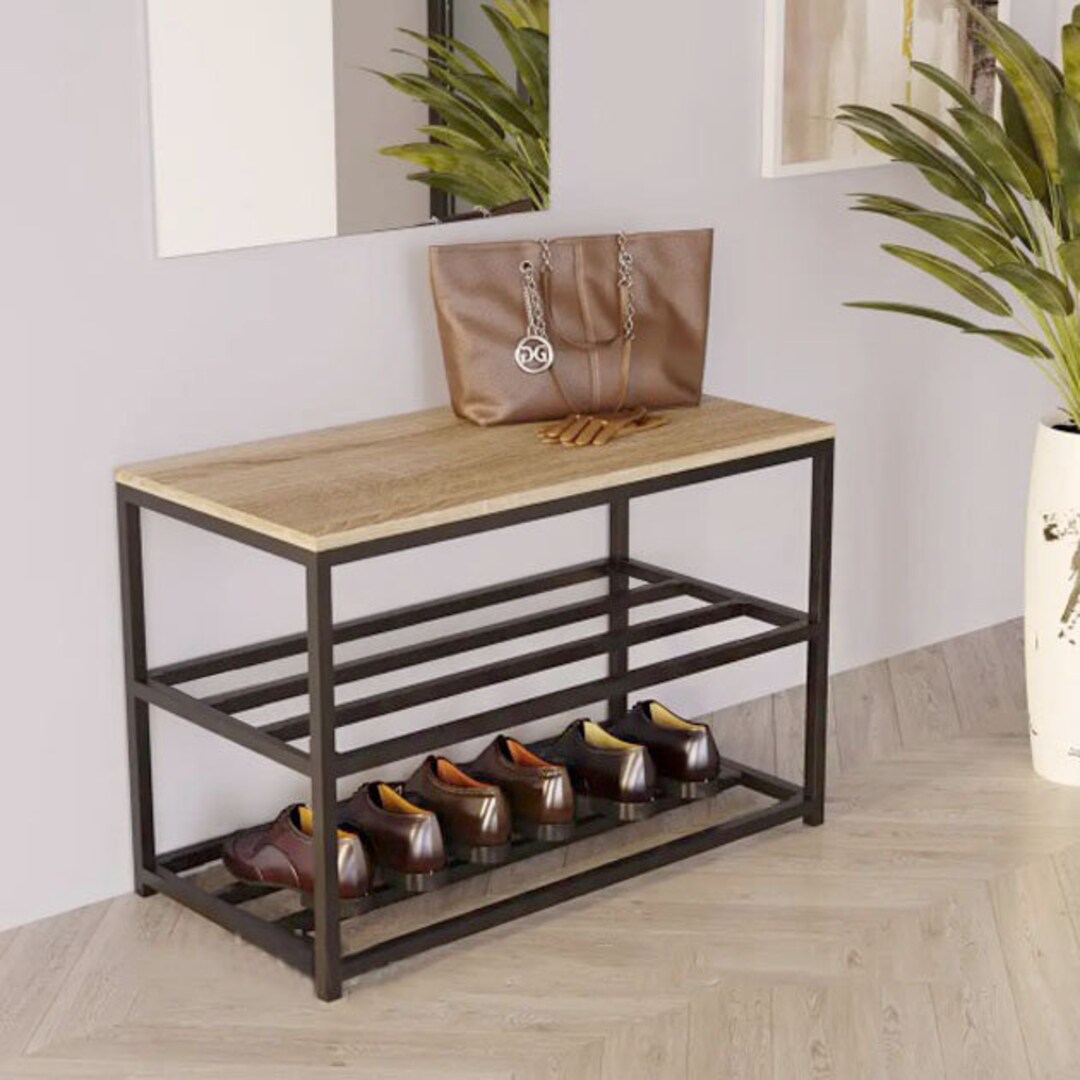 Modern Shoe Rack Sleek Floor Organizer Entryway Storage Loft Industrial ...