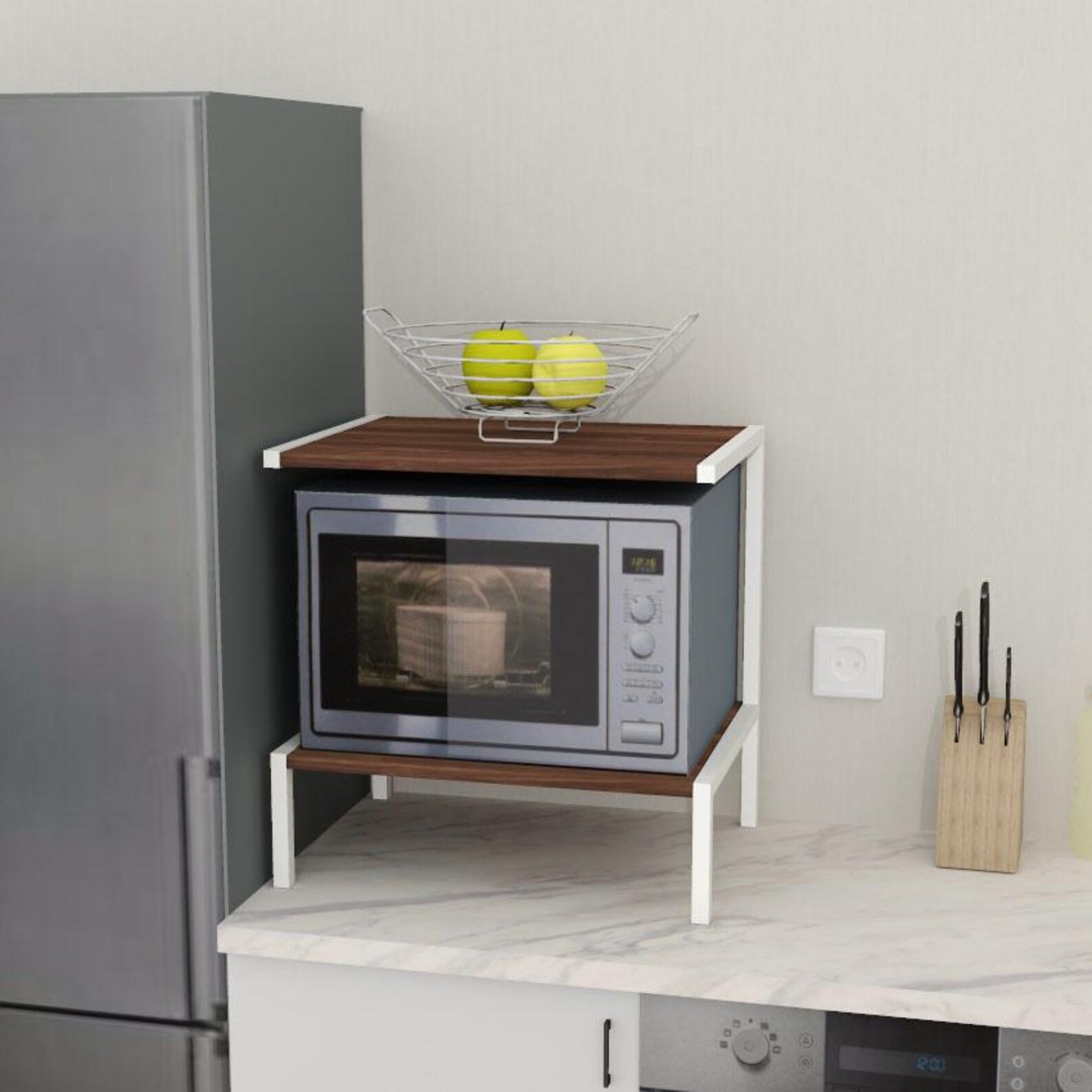 Efficient White Microwave Stand - Contemporary Kitchen Space Saver ...