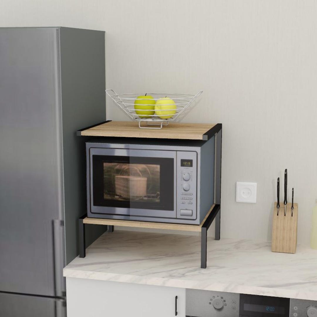 Efficient White Microwave Stand - Contemporary Kitchen Space Saver ...