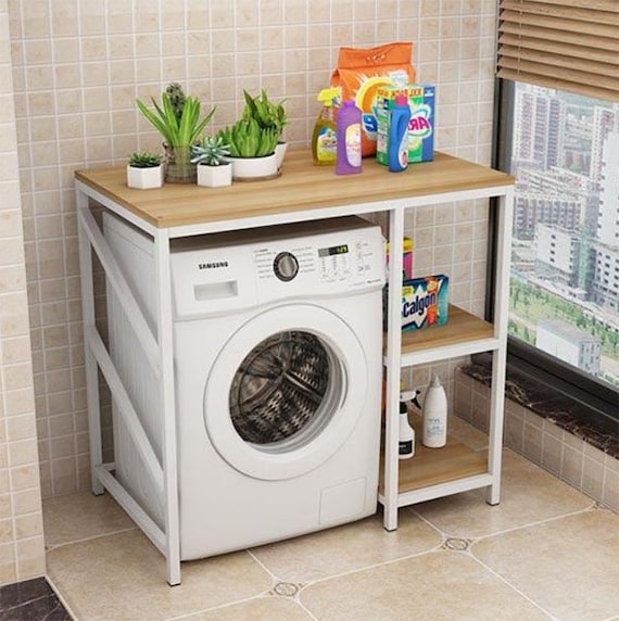 Space Saving Washing Machine Shelf Stylish Laundry Room Bathroom Organizer Modern Storage Solution