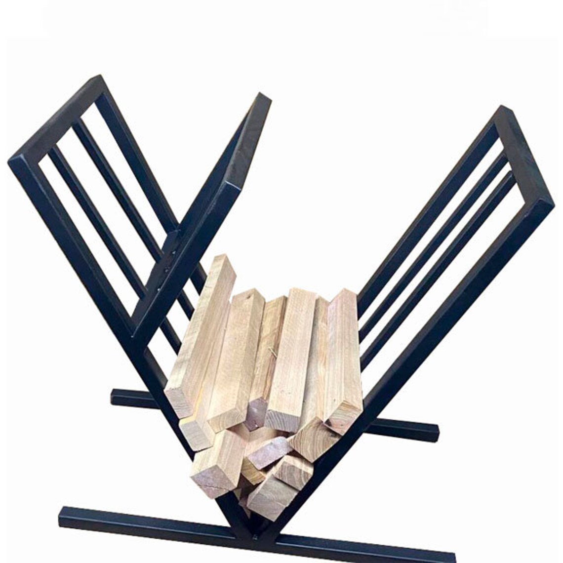 Stylish Wood Storage for Fireplace Vertical Log Holder Modern Metal ...