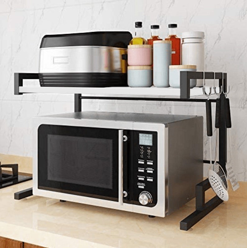 Space-saving Microwave Rack White Modern Kitchen Shelf Oven Storage ...