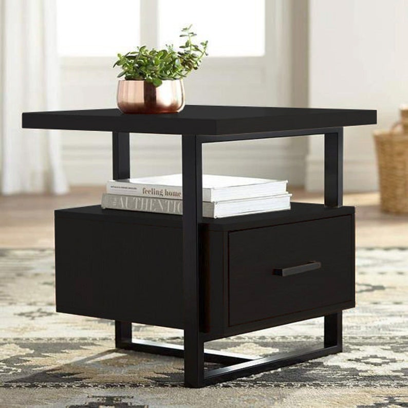 Compact Storage Coffee Table for Living Room Narrow Side Table With ...