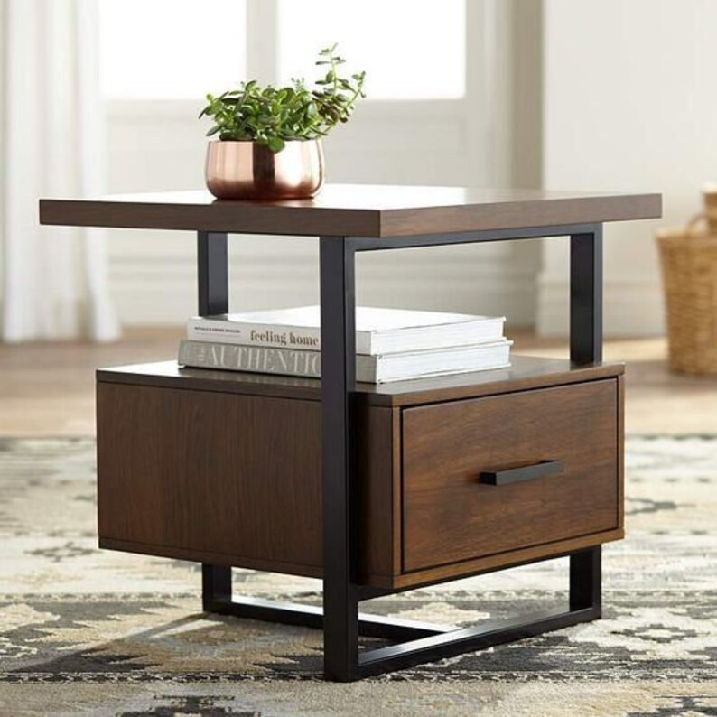 Compact Storage Coffee Table for Living Room Narrow Side Table With ...