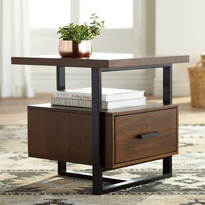 Compact Storage Coffee Table for Living Room Narrow Side Table With ...