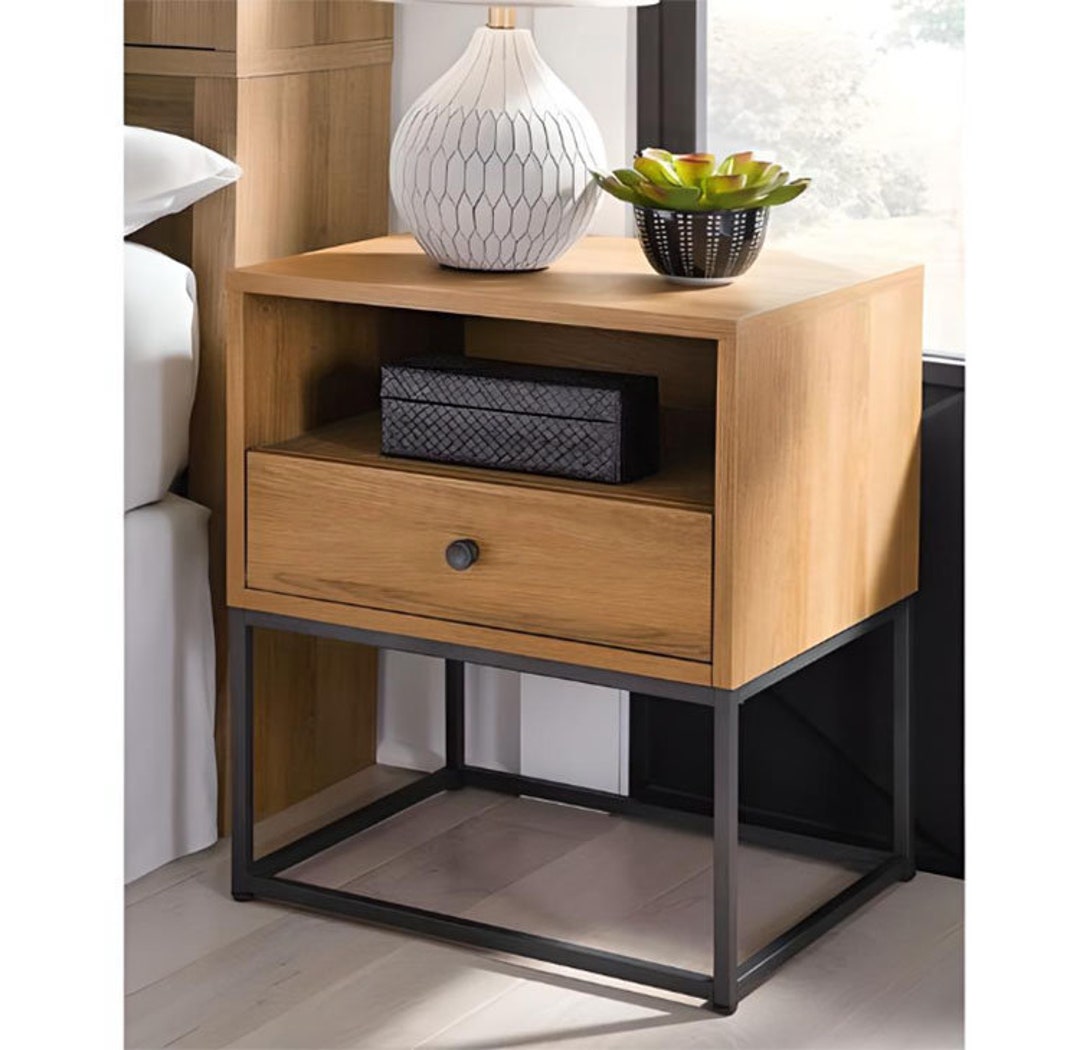 Modern Trendy Nightstand Tiered Bedside Stand Compact Living Room Table ...