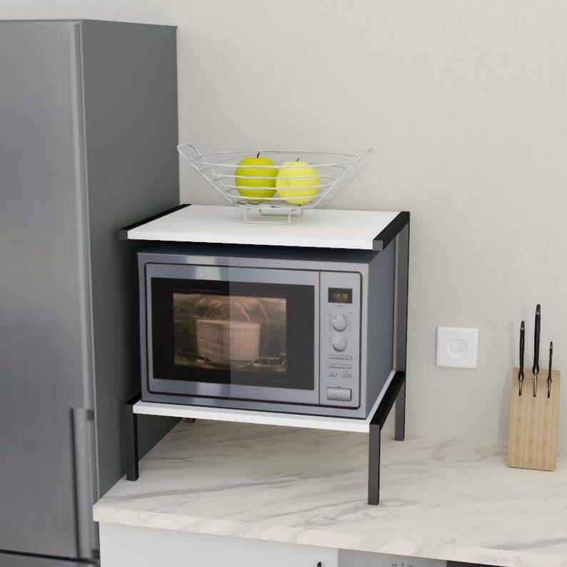 Efficient White Microwave Stand - Contemporary Kitchen Space Saver ...