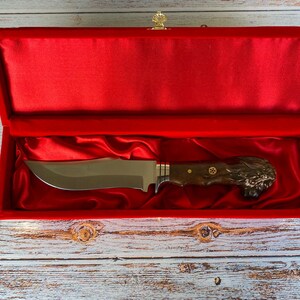 Handcrafted Lion Handle Hunting Knife With Leather Sheath Gift Ready in ...