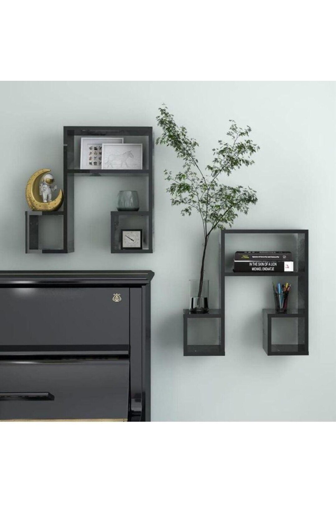 Wood Musical Note Wall Shelf Set of 2 | Decorative Floating Bookshelves ...