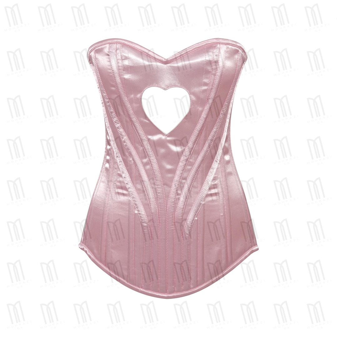 Satin Heart Cutout Corset Top: Romantic Valentine's Day Overbust Corset ...