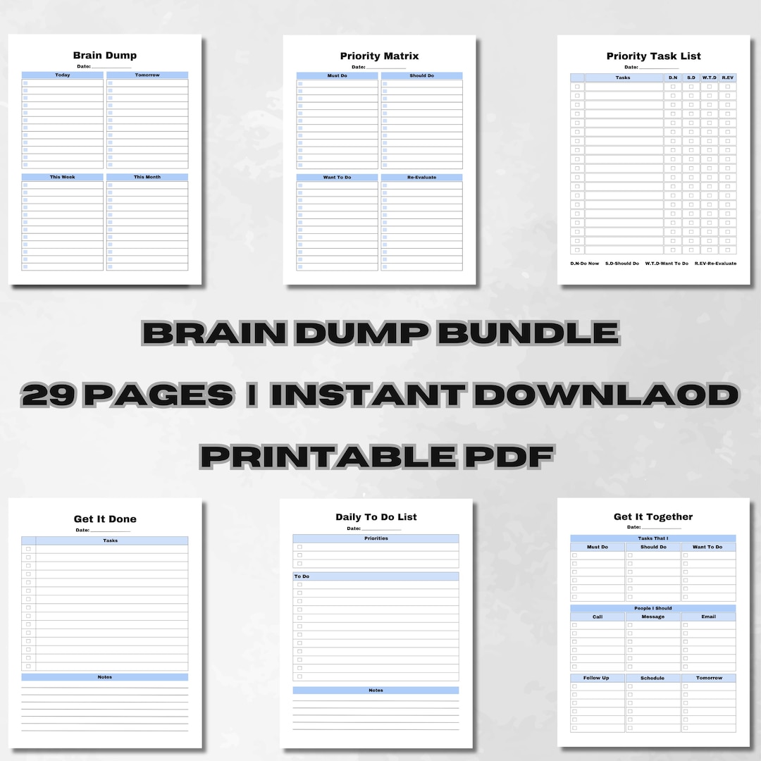 Daily Planner, ADHD Brain Dump Bundle, Productivity Tracker, Priority ...