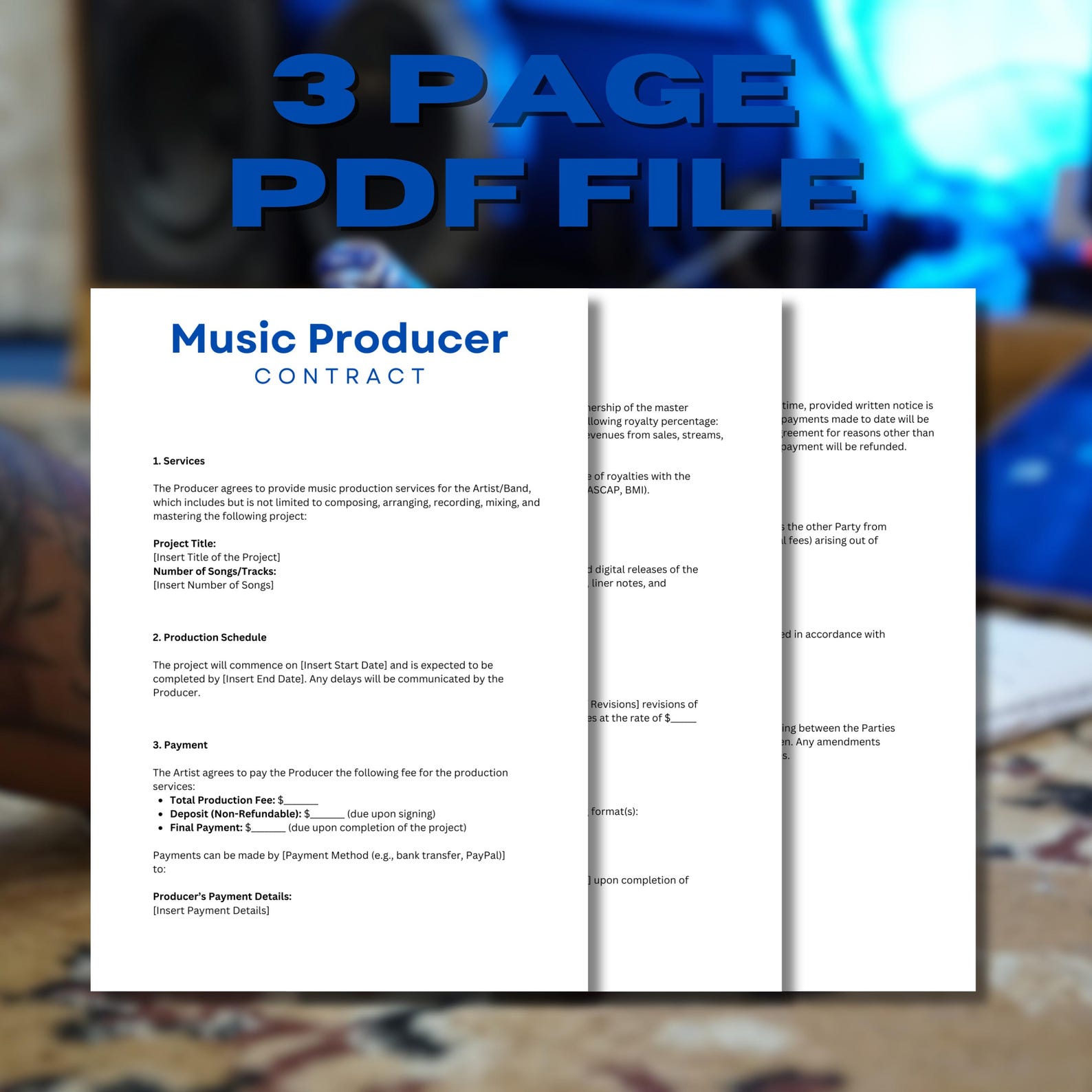 Customizable Music Producer Agreement Template, Contract for Music ...