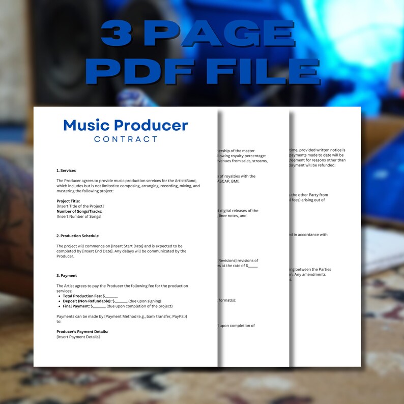 Customizable Music Producer Agreement Template, Contract for Music ...